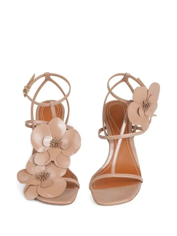 Zimmermann Orchid Leather Stiletto Sandals With Flower Detail - Pink