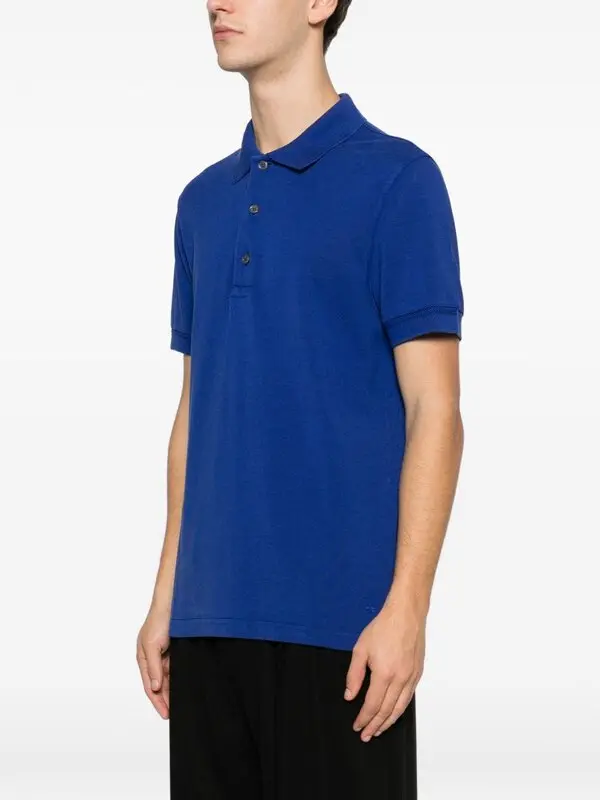 TOM FORD Cotton Blend Polo Shirt - Blue