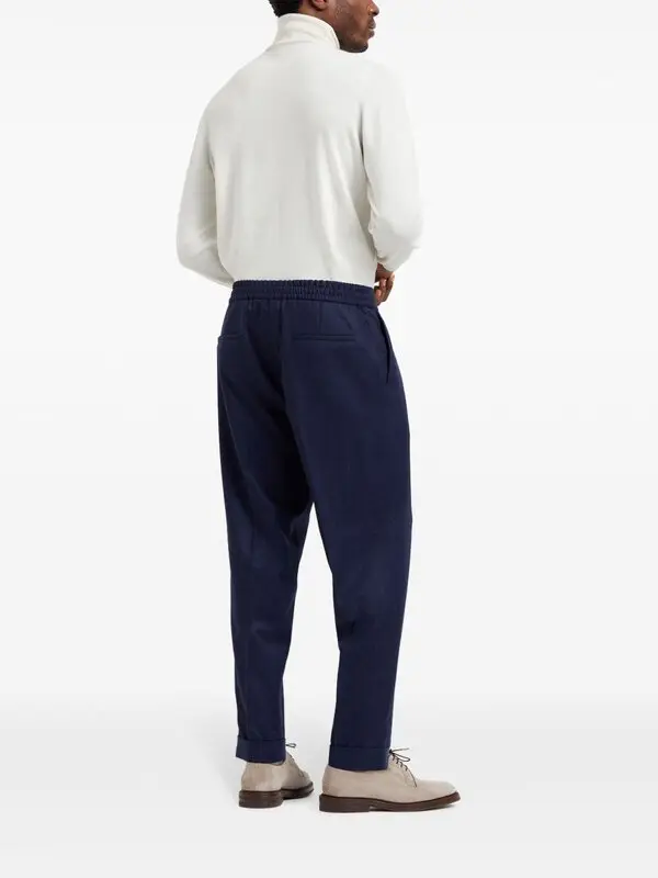 Brunello Cucinelli Navy Virgin Wool Trousers - Blue