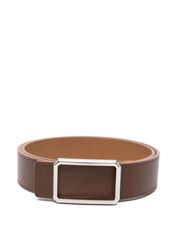 Maison Boinet Leather Belt With Silver-tone Buckle - Brown