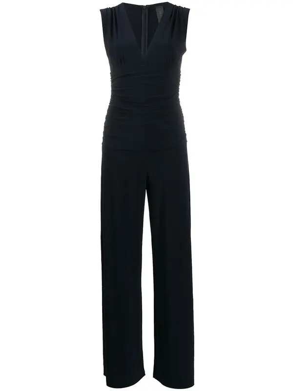 Norma Kamali V-neck Sleeveless Straight-leg Jumpsuit - Blue