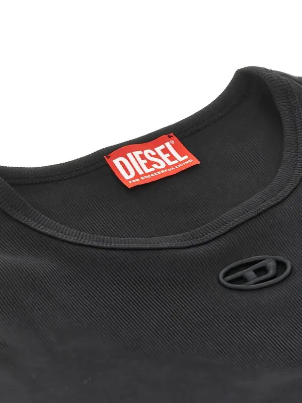 DIESEL® Cotton T-shirt With Waist Tie Detail - Black