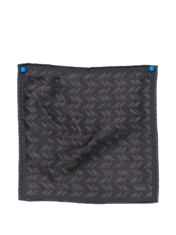Brioni Printed Pocket Square - Blue