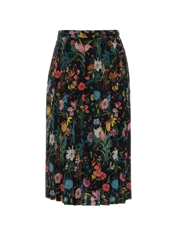 Gucci Printed Silk Midi Skirt