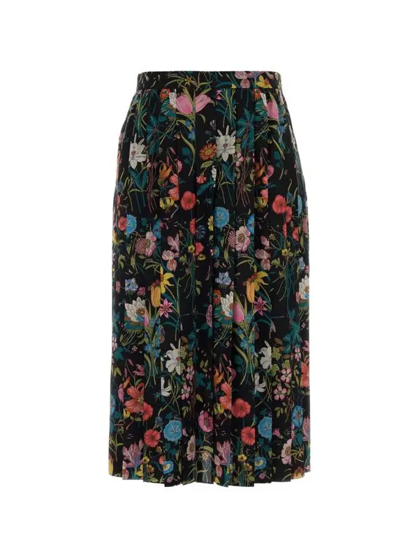 Gucci Printed Silk Midi Skirt