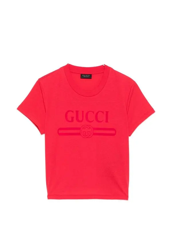 Gucci Logo Cropped T-shirt - Red