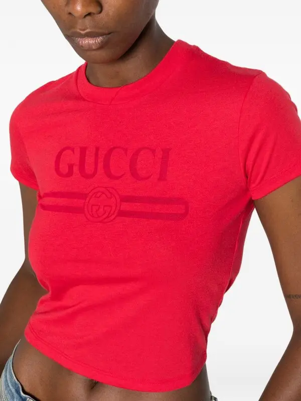 Gucci Logo Cropped T-shirt - Red