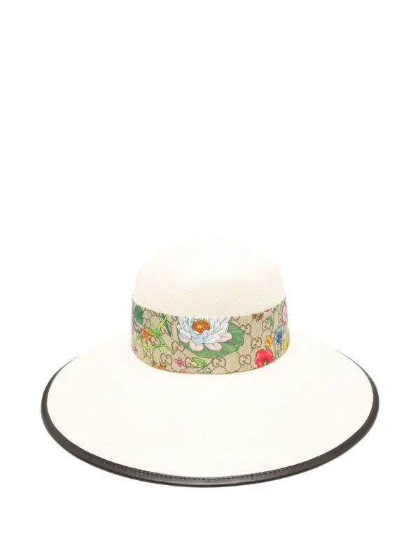 Gucci Flora Straw Sun Hat - Beige