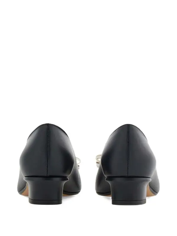 FERRAGAMO Vara Leather Block Heel Pumps