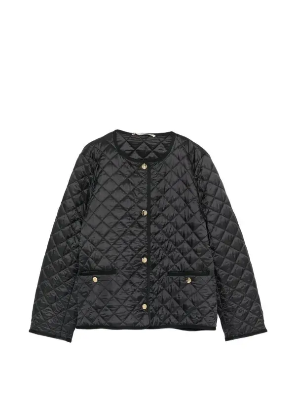 Max Mara Nylon Quilted Blouson Jacket With Gold Button Detail