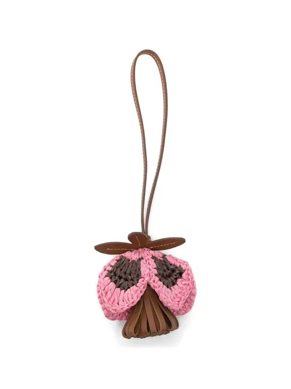 Miu Miu Crochet Flower Charm With Logo Plaque