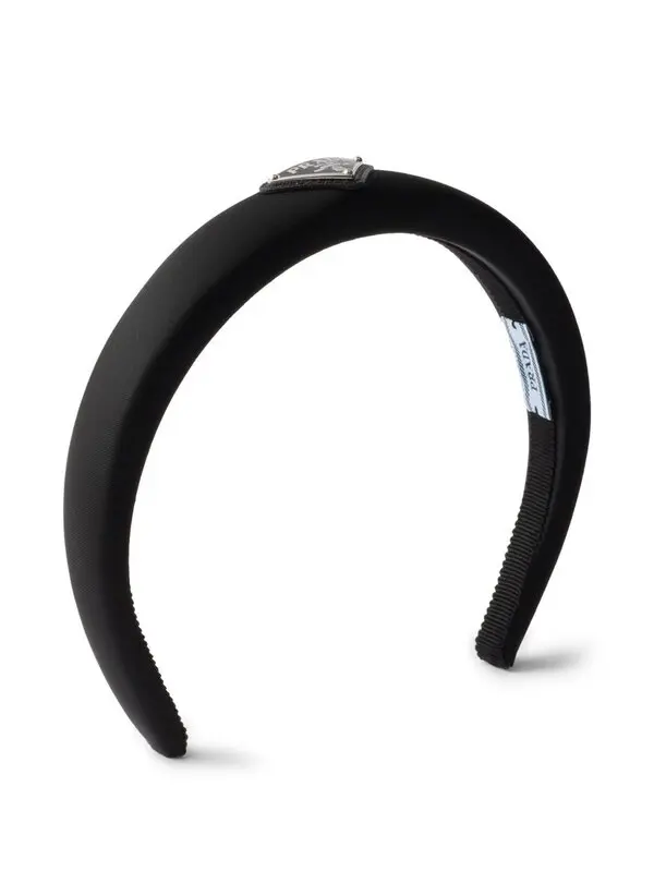 Prada Re-nylon Headband With Enamel Triangle Logo - Black