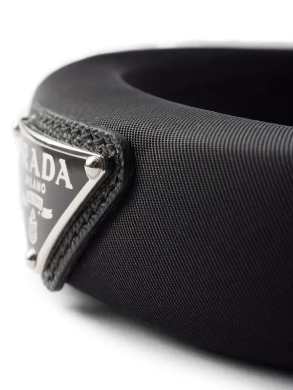 Prada Re-nylon Headband With Enamel Triangle Logo - Black