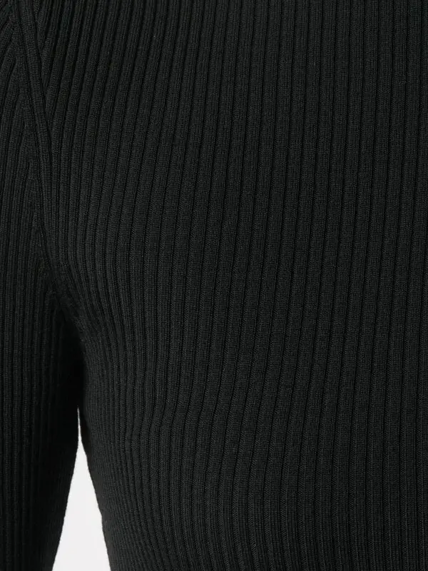 Wolford Virgin Wool Ribbed Knit Roll Neck Sweater - Black
