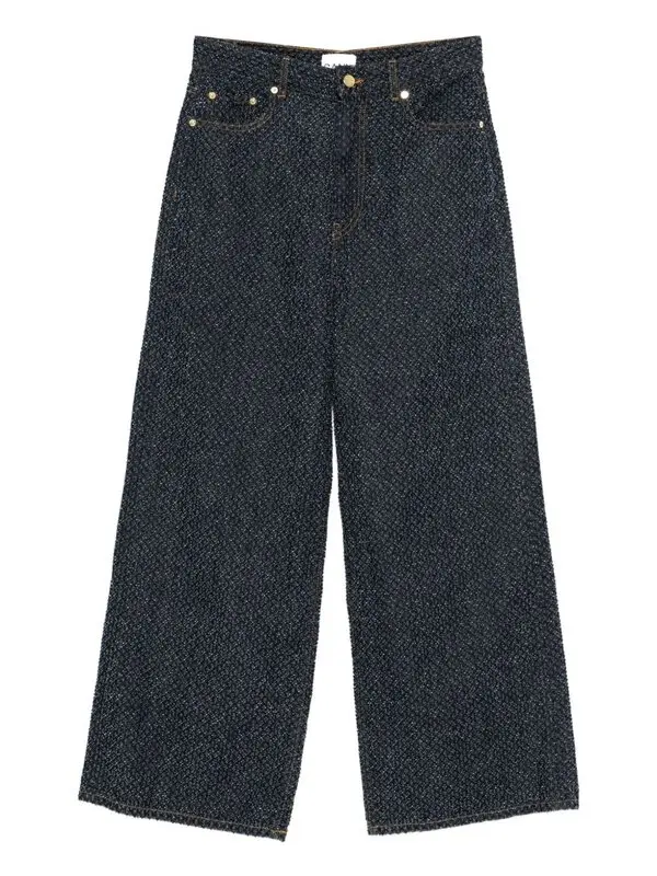 GANNI Textured Wide-leg Denim Jeans
