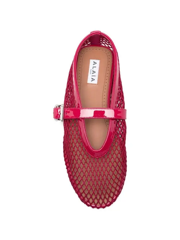 Alaïa Fishnet Ballet Flats - Red