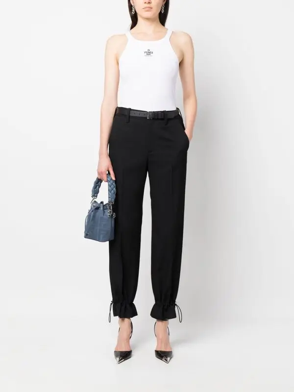 Fendi Logo Cotton Tank Top - White