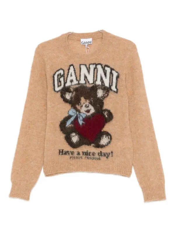 GANNI Wool Crewneck Sweater - Beige