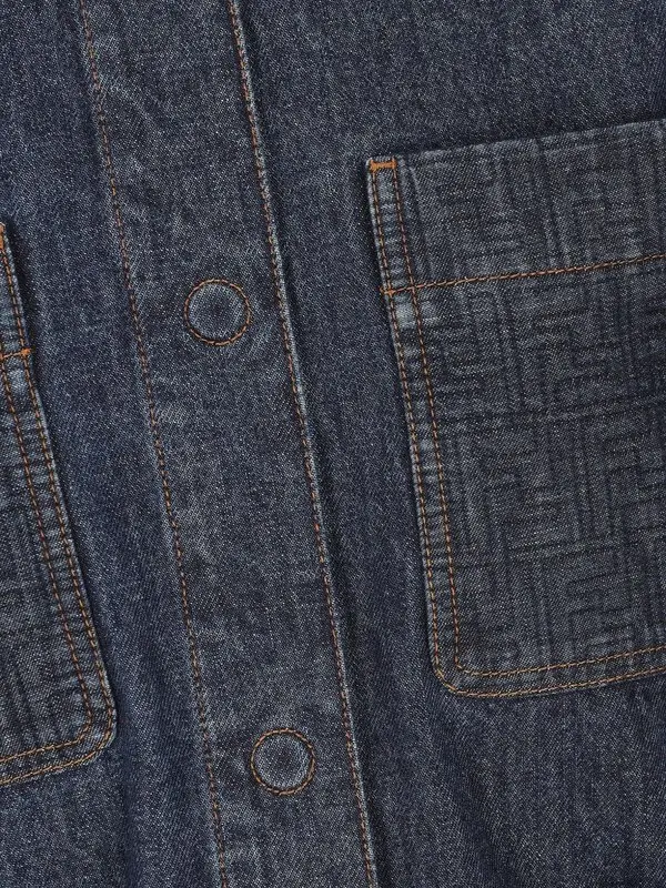 Fendi Denim Cotton Jacket With Ff Quilting And Belted Waist