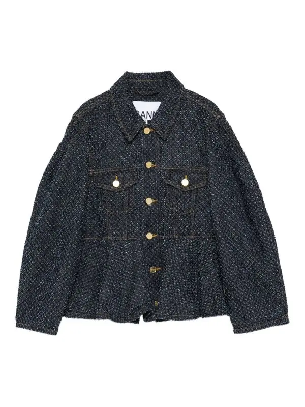 GANNI Denim Cotton Jacket With Peplum Hem