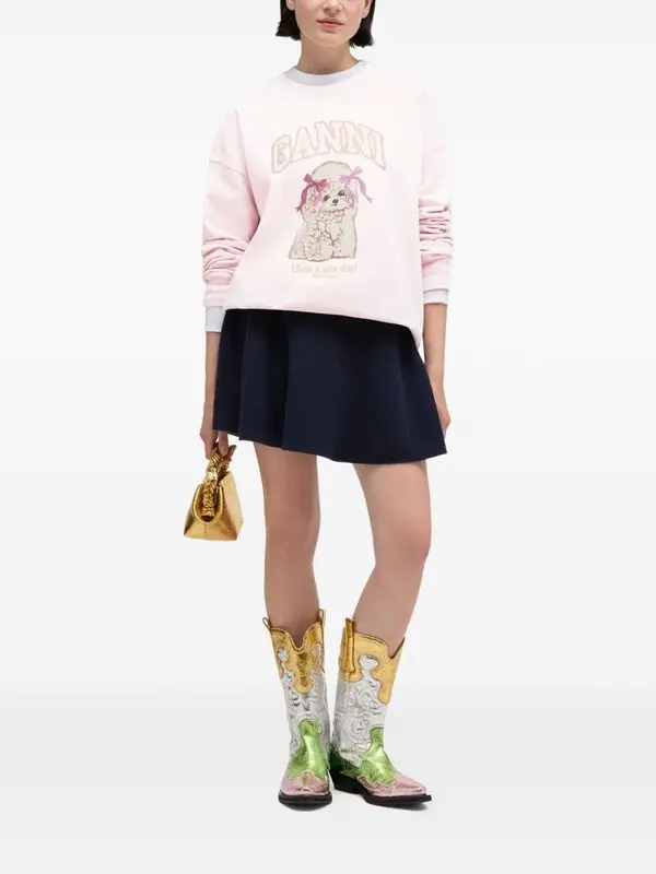 GANNI Puddle Organic Cotton Sweater With Graphic Print