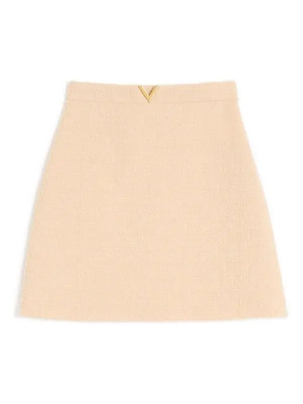 Valentino Garavani Vlogo Signature Wool Skirt - Beige