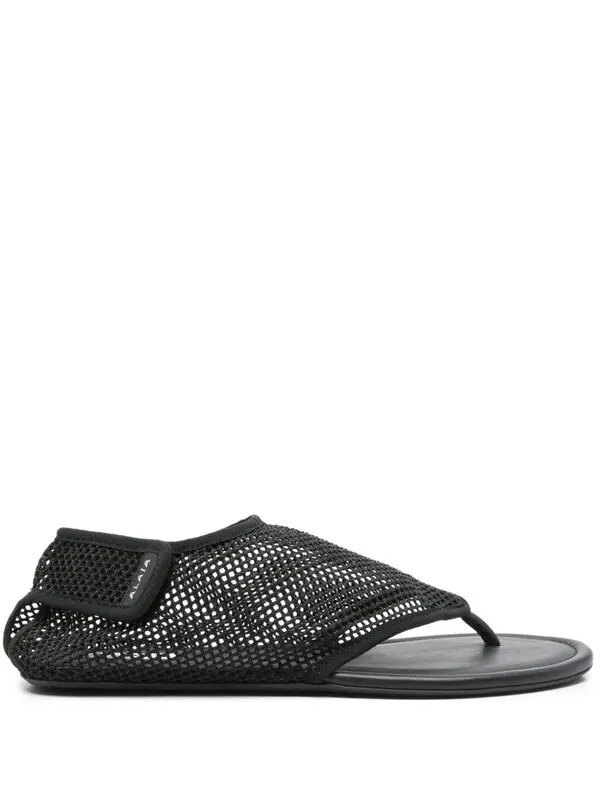 Alaïa Fishnet Thong Sandals - Black