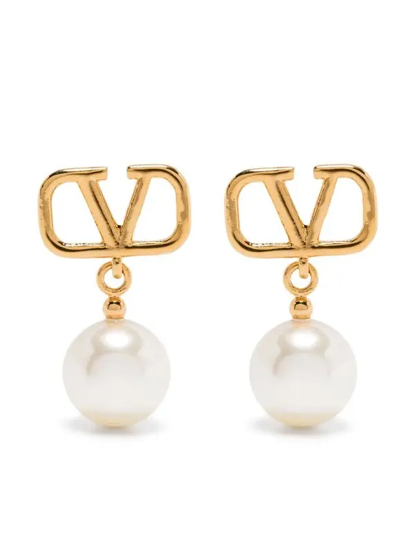 Valentino Garavani Vlogo Signature Pearl Drop Earrings - Gold