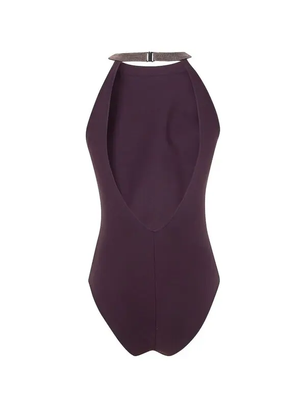 Brunello Cucinelli Halterneck Embellished One-piece Swimsuit