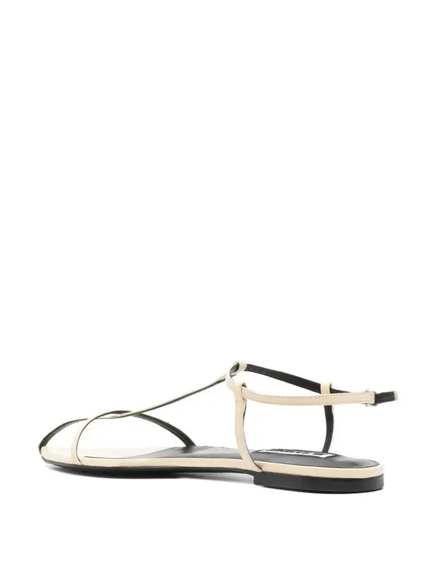 JIL SANDER Leather Flat Sandals With Buckle-fastening Ankle Strap
