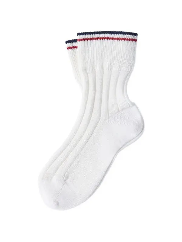 Brunello Cucinelli Ribbed Cotton Crew Socks - White