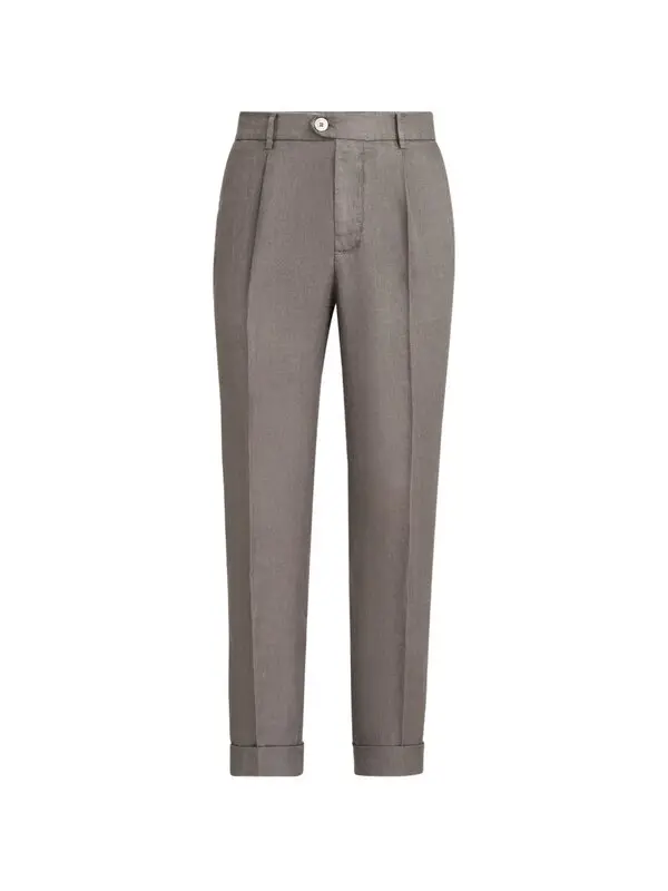 Brunello Cucinelli Linen Trousers - Brown