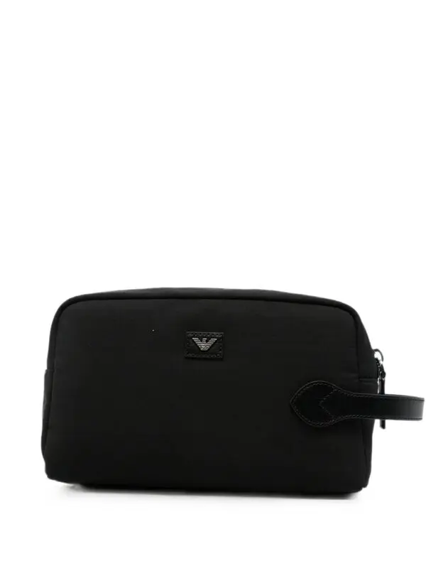 Emporio Armani Logo Beauty-case In Silk & Nylon - Black