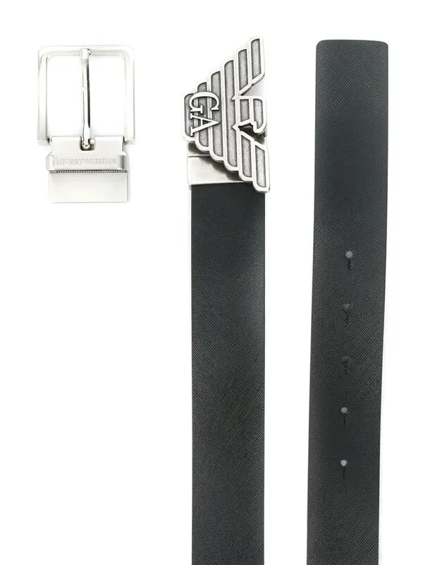 Emporio Armani Leather Belt Set - Black