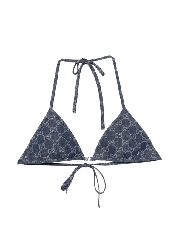 Gucci Gg Triangle Bikini Top - Blue