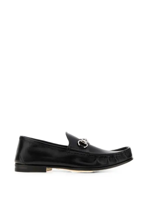 Gucci Lugano Leather Loafers With Silver Buckle