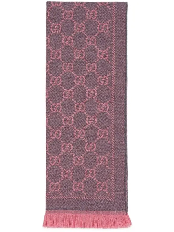 Gucci Gg Wool Scarf - Pink
