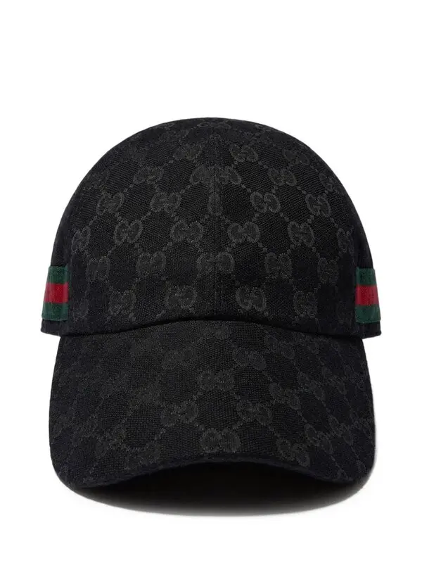 Gucci Web Detail Gg Monogram Baseball Cap - Black