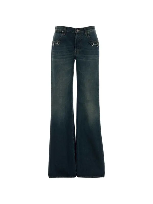 Gucci Bootcut Denim Jeans With Rear Logo Patch