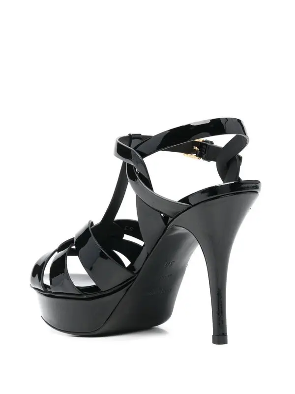 Saint Laurent Tribute Leather High Heel Sandals - Black