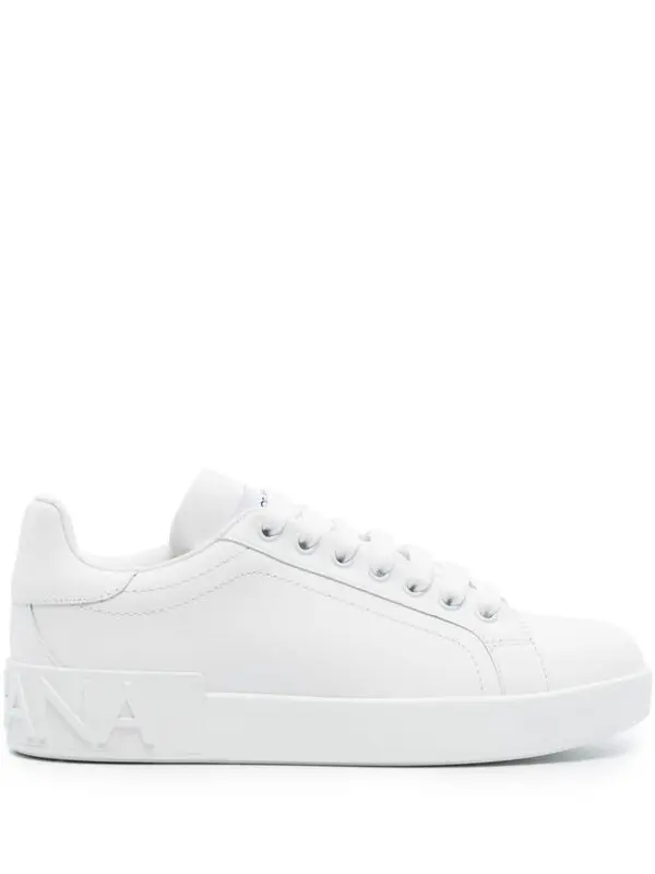 Dolce & Gabbana Portofino Embossed Logo Leather Sneakers