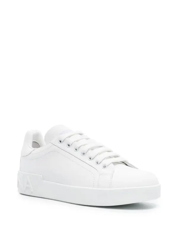 Dolce & Gabbana Portofino Embossed Logo Leather Sneakers