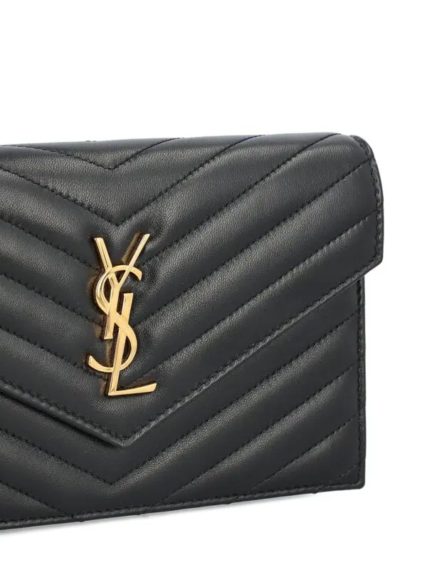 Saint Laurent Envelope Cassandre Leather Wallet On Chain
