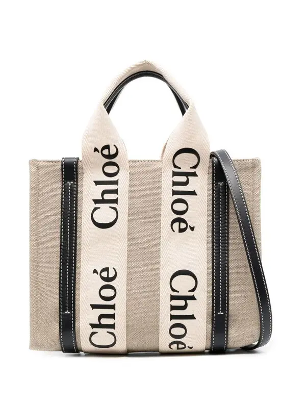 Chloé Woody Small Canvas Tote - Blue