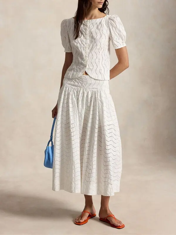 Polo Ralph Lauren Sangallo Embroidered Puff Sleeve Shirt