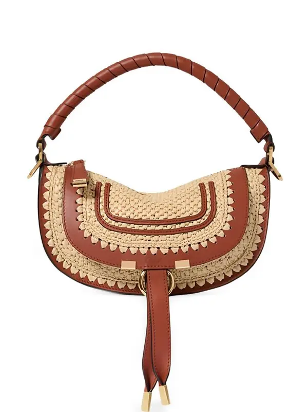 Chloé Marcie Mini Raffia Shoulder Bag - Beige