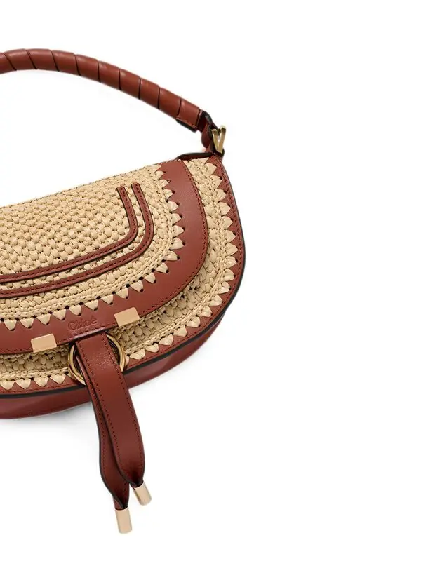 Chloé Marcie Mini Raffia Shoulder Bag - Beige