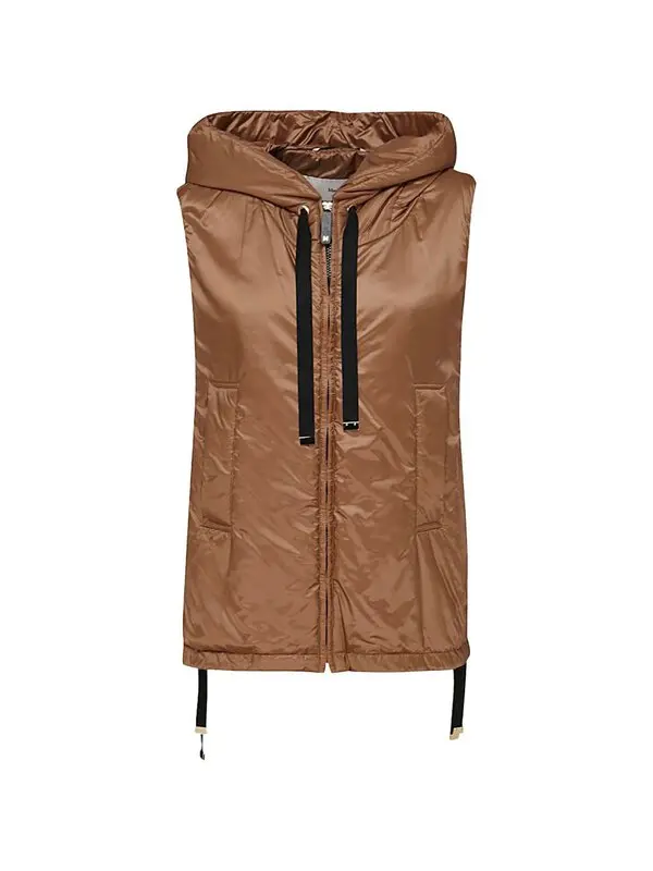 Max Mara Padded Down Vest With Hood - Beige