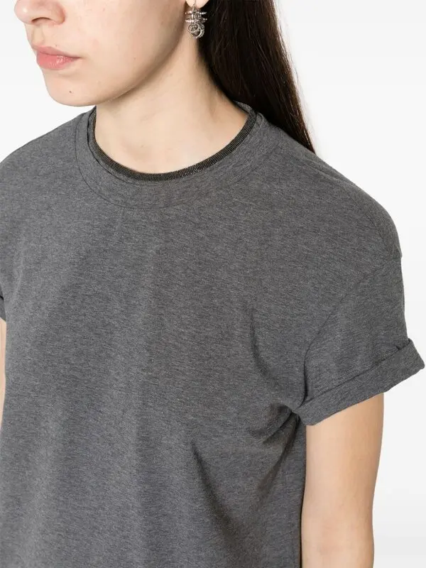 Brunello Cucinelli Cotton T-shirt With Bead Detailing