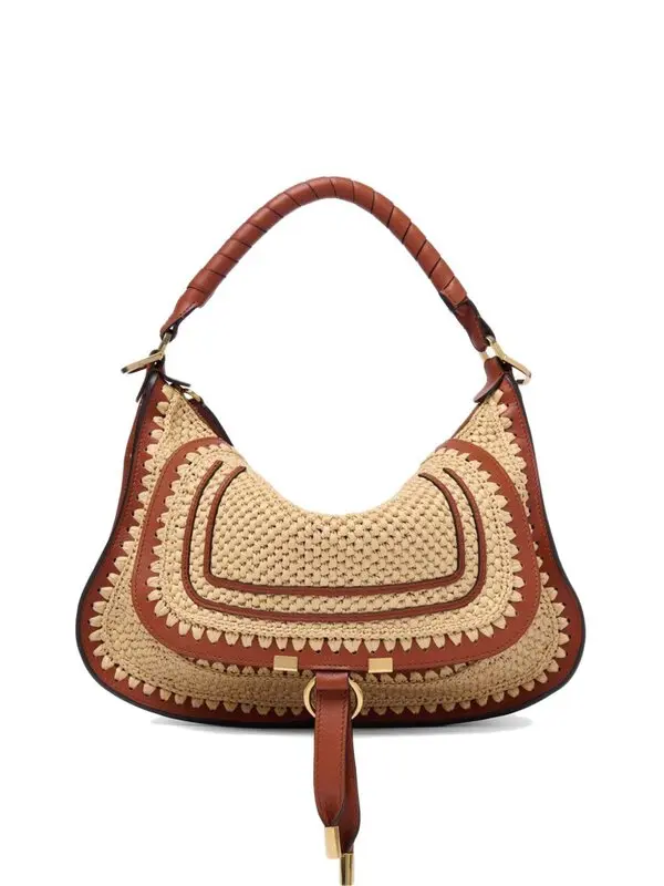 Chloé Marcie Small Raffia Shoulder Bag